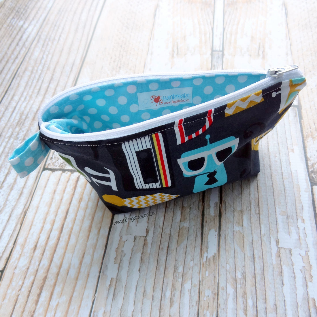 Nerdy Robot Zipper Pouch, Makeup Bag, Essentials Bag, Math – Bugabaloo ...