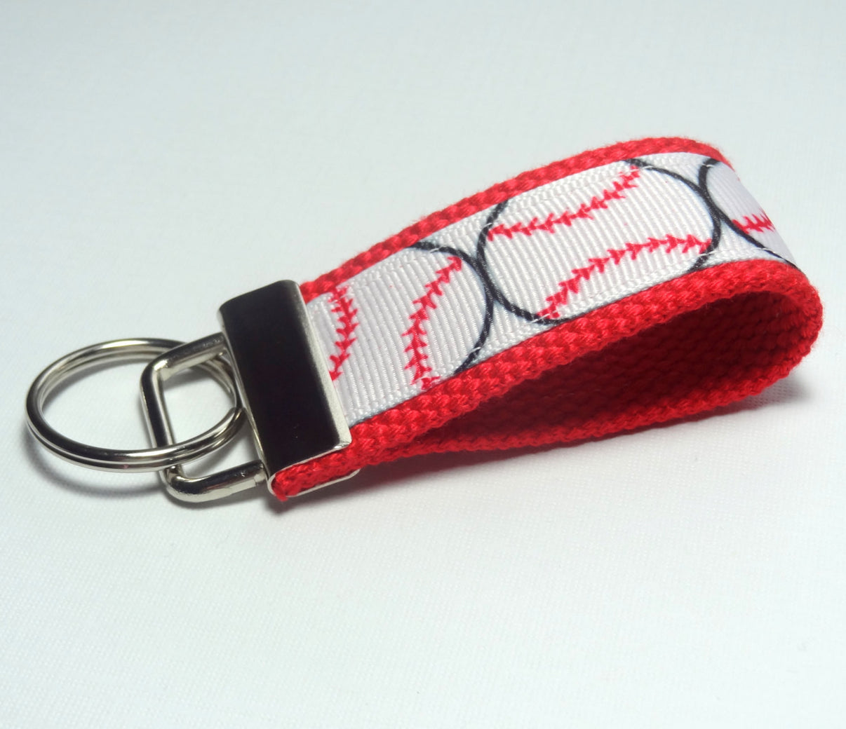 Key Fob (Small): Red and White Baseball or Softball Themed Key Fob Key ...